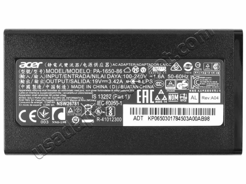 Original 65W Charger Acer Aspire 5 A515-43 AC Adapter + Cable