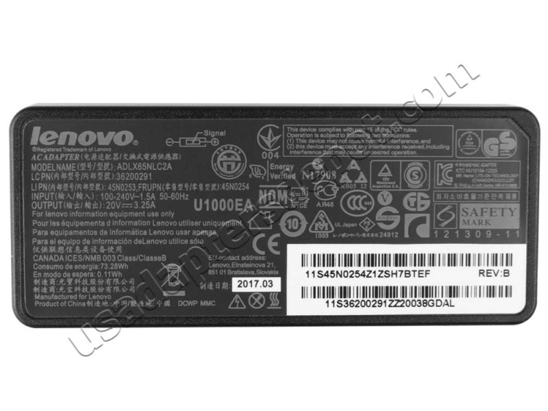 Original 65W Lenovo ThinkPad X1 1294-2CU AC Adapter Charger Power Cord